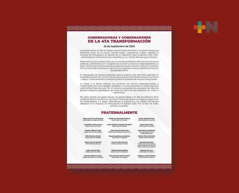 Respaldan gobernadores y gobernadoras de Morena el proyecto de PEF 2024 ... Respaldan gobernadores y gobernadoras de Morena el proyecto de PEF 2024 ...